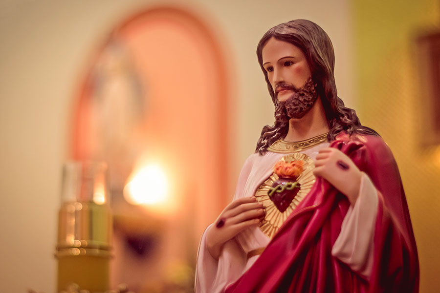 Traditional Sacred Heart Of Jesus Images 30cm Resin Statue Of The